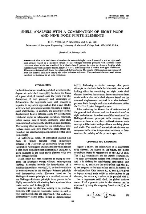 pdf shell analysis with a combination of eight node and nine node