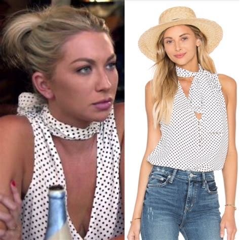 Stassi Schroeders Polka Dot Tie Neck Blouse Top Reality Tv