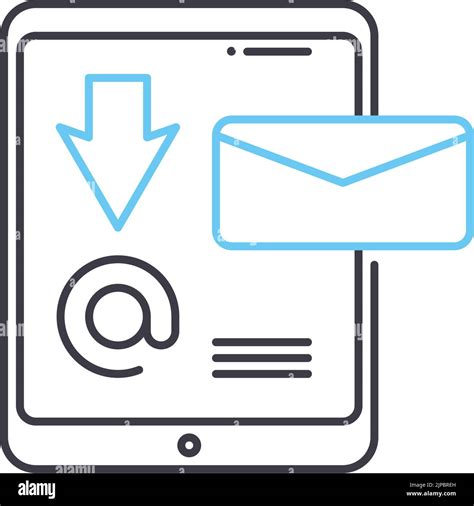 Mobile Mall Inbox Line Icon Outline Symbol Vector Illustration