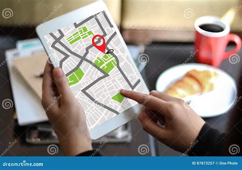 Gps Map To Route Destination Locationstreet Map With Gps Icons