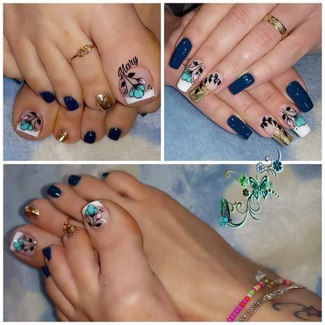 Elegante Juntos Uñas Pies Azul Toe Nail Art Toe Nails Pedicure
