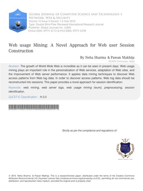 Pdf Web Usage Mining A Novel Approach For Web User Session Construction