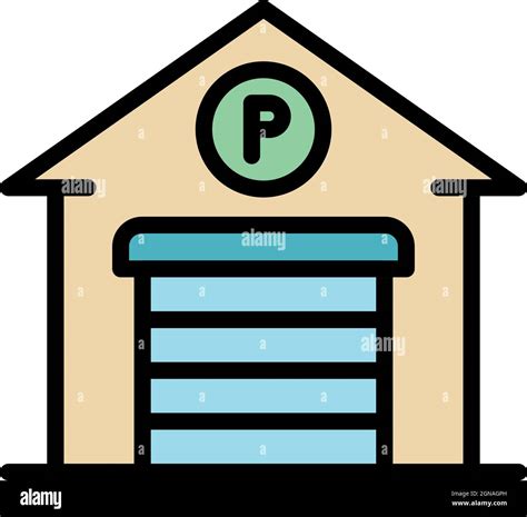 Garage Parking Icon Outline Garage Parking Vector Icon Color Flat