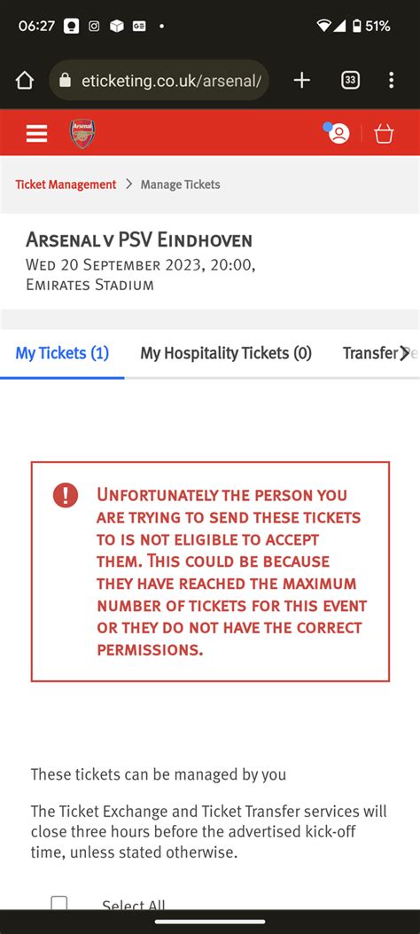 Ticket Transfer Error Rgunnersatgames