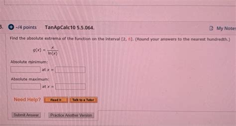 Solved 5 4 Points TanApCalc 10 5 5 064 My Note Find The Chegg
