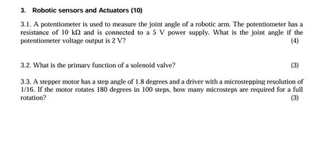 Solved Robotic Sensors And Actuators A Chegg