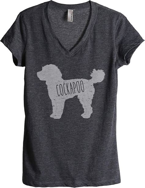 Cockapoo Dog Silhouette Womens Fashion Relaxed V Neck T Shirt Tee At
