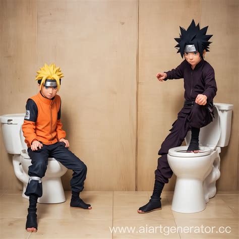 Skibidi Toilet Naruto Vs Sasuke Battle Scene Ai Art Generator