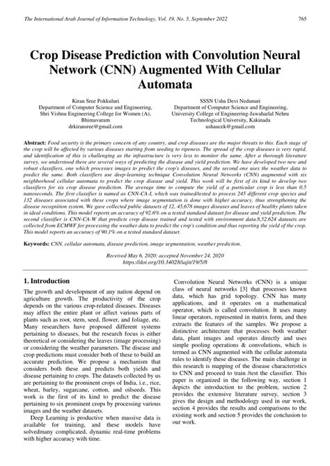 Pdf Crop Disease Prediction With Convolution Neural Network Cnn Augmented With Cellular Automata