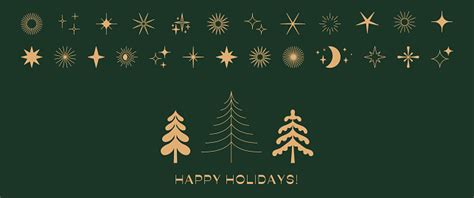 벡터 인사말 카드 별과 반짝임 라인 스타일 Feliz Navidad 가로 배너 및 배경 메리 크리스마스와 해피 홀리데이