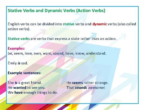 State Verbs Stative Verbs And Dynamic Verbs Action