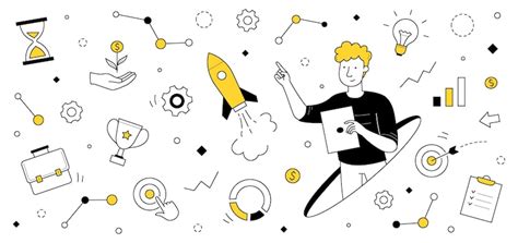 비즈니스 시작 프로젝트 출시 성공적인 아이디어 무료 벡터