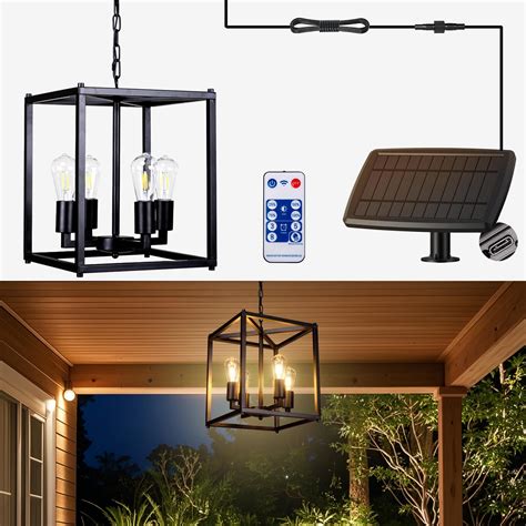 ALL FORTUNE Solar Chandelier Outdoor Gazebo Lights Outdoor Waterproof