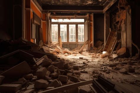 A Building Is Torn Down And Lying On The Ground Demolished Building At