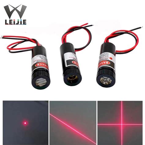 차폐 와이어 포함 초점 조정 가능 650nm 5mw 12x35mm 3 5v 적색 점 선 크로스 레이저 모듈 산업용