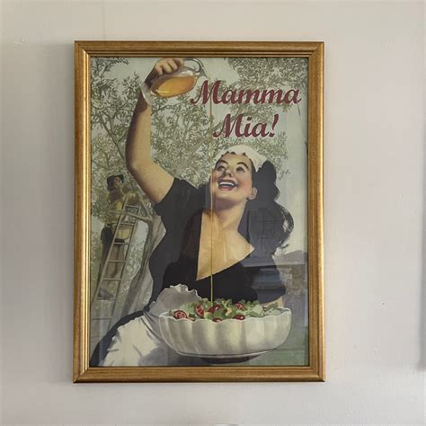 Mamma Mia Reklame Spaghetti Poster Aus Italien Holzrahmen Freudenhaus