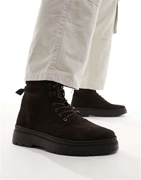 Asos Design Bottines à Lacets En Daim Marron Asos