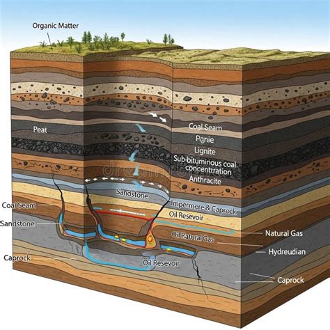 Layers Labeled As Peat Lignite Sub Bituminous Coal And Anthracite