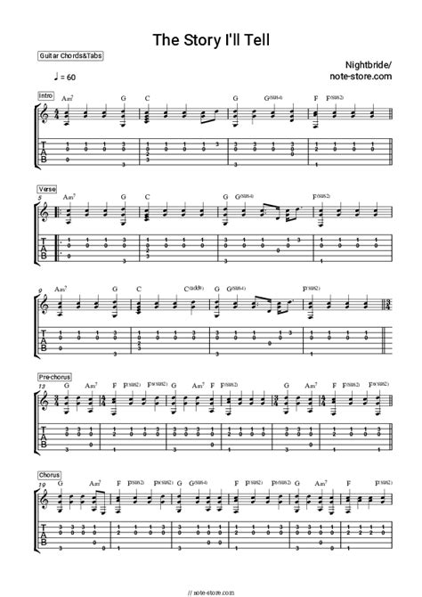 The Story Ill Tell Chords And Tabs Nightbirde In Note