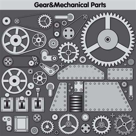 Mechanic Parts Gears Levers Vector Creation Kit Stock Vector