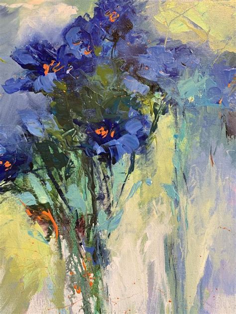Abstract Blue Flowers In A Vase