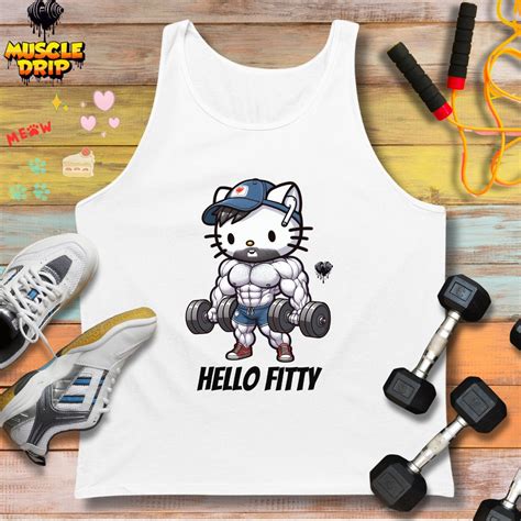 Parody Cute Anime Kitty Cat Workout Tank Top Gym Lover Funny Fitness