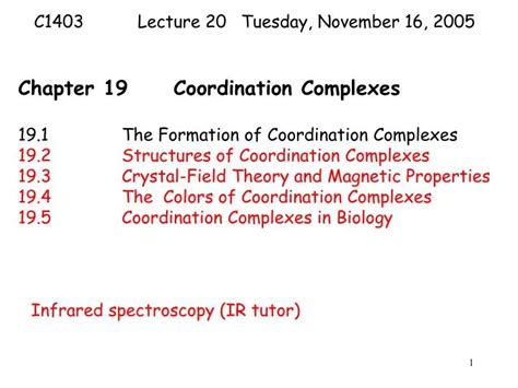 Ppt Chapter 19 Coordination Complexes 191 The Formation Of