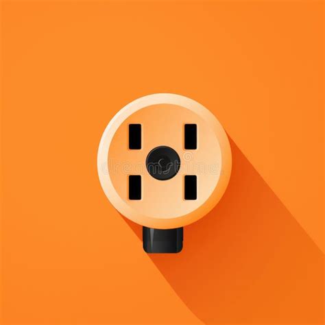 Flat Image Of A Socket On An Orange Background Simple Vector Image Of A Socket Stock