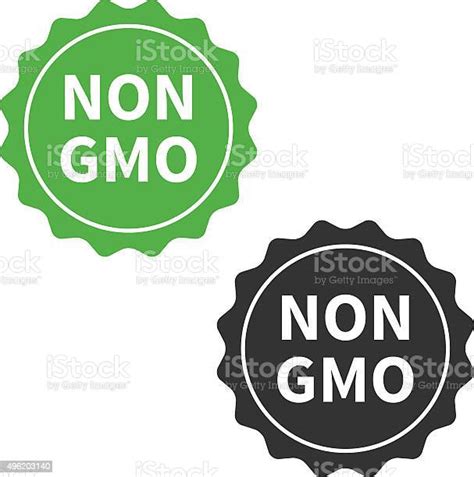 Non Gmo Or Gmo Free Food Packaging Seal Or Sticker Flat Icon Stock