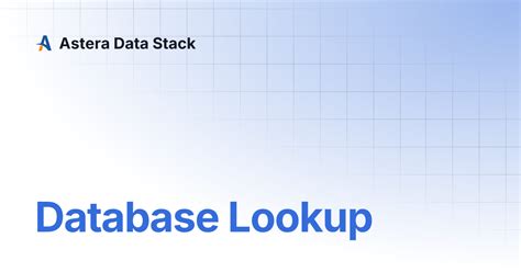 database lookup astera data stack