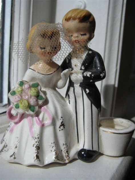 1958 Holt Howard Bride Groom FIGURINE Wedding Cake Topper Candle