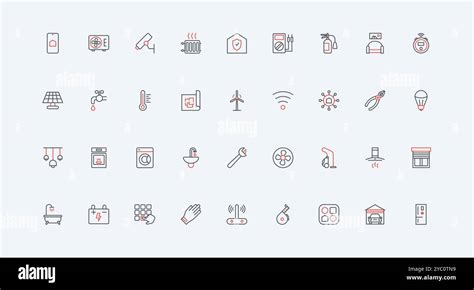 Services And Utilities For Home Garage Line Icon Set Water And