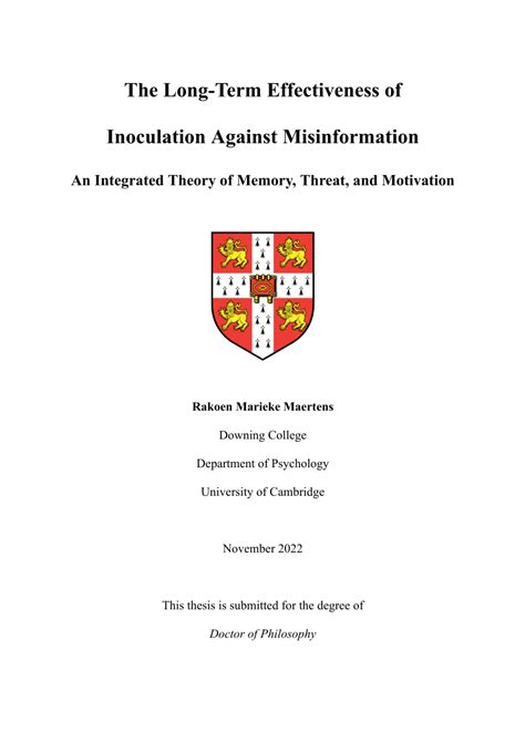 Pdf The Long Term Effectiveness Of Inoculation Against Misinformation