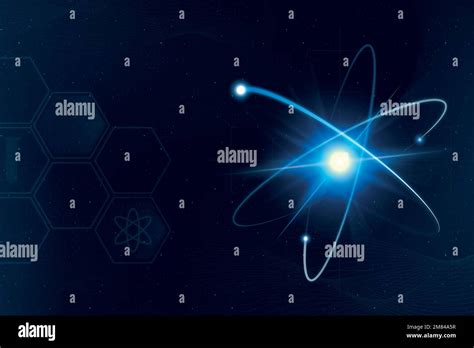 Atomic Science Technology Background Vector Border In Blue Neon Style With Blank Space Stock