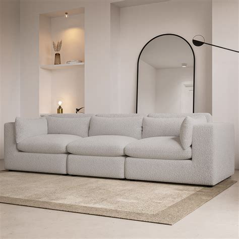 Beige Boucle 4 Seater Sofa Hudson Furniture123