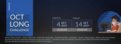Codechef The October Long Challenge Is Round The Corner With Many Exciting Problems To Be