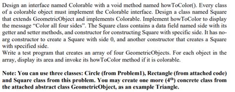 Solved Design An Interface Named Colorable With A Void