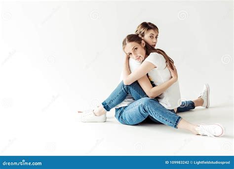 Lesbians Sitting Legs Crossed Breakfast In Bed Talking Smiling Lesbian Couple Romantic