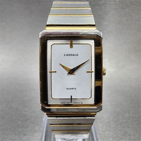 Seiko Lassale Tank Watch Women 18mm Silver Dial Two Tone Rectangle New