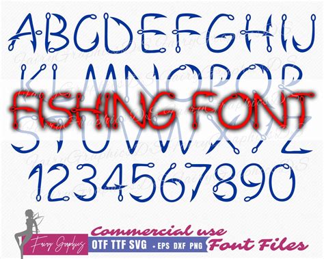 Fishing Font TTF OTF SVG Installable Fishing Font Hook Font System