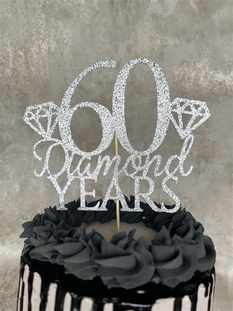60 Years Anniversary Cake Topper