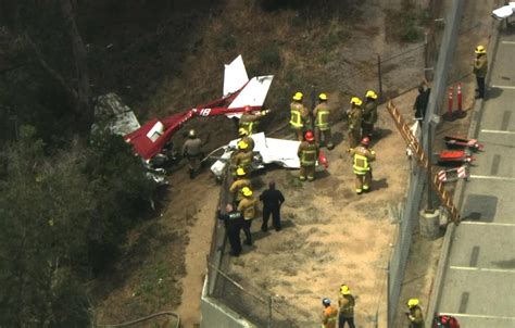 1 Killed After Small Plane Crashes Alongside 210 Freeway In Sylmar