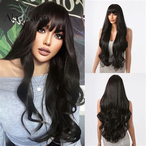 파티가발 Onenonly 긴 흰색 은색 가발 앞머리 포함 자연 물결 가발 내열성 헤어 합성 가발 여성 코스프레 파티 핸드폰닷컴