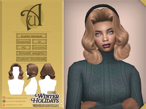 The Sims Resource Winter Holidays 2023 Scarlet Hairstyle
