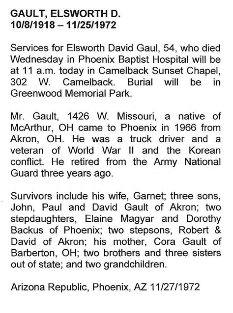 Elsworth David Gault 1913 1972 Find A Grave Memorial