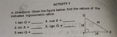Solved Activity 1 A Directions Given The Figure Below Find The