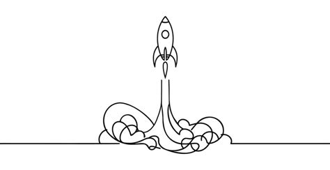 Premium Vector One Continuous Line Drawing Vector Spacecraft Flying Up Concept Rocket Space