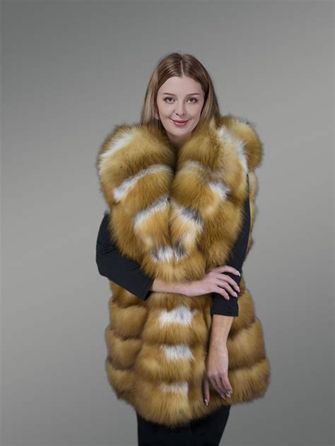 Premium Red Fox Fur Vest For Women