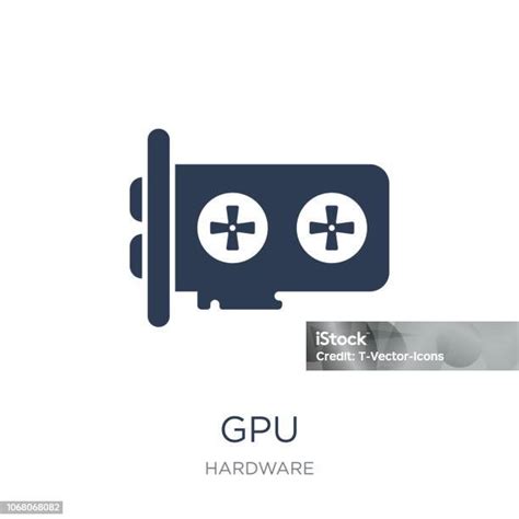 Gpu 아이콘입니다 하드웨어 컬렉션에서 흰색 배경에 유행 평면 벡터 Gpu 아이콘 광산업자에 대한 스톡 벡터 아트 및 기타