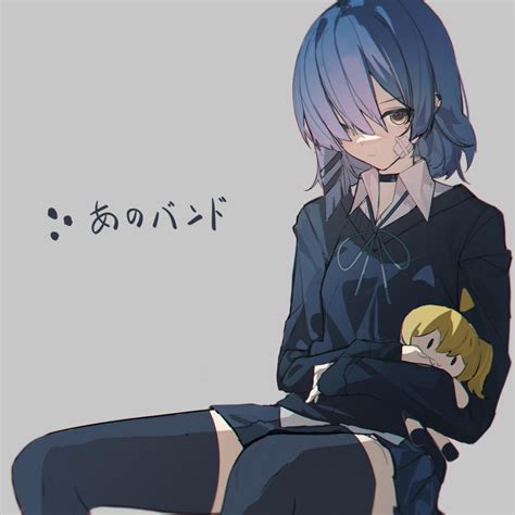 Safebooru 2girls Bandage On Face Bandages Blue Hair Bocchi The Rock